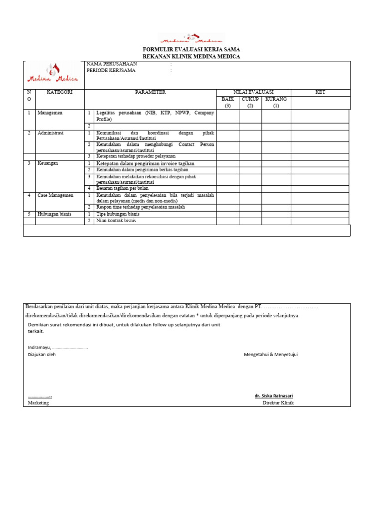 Form Evaluasi Mou 1 | PDF
