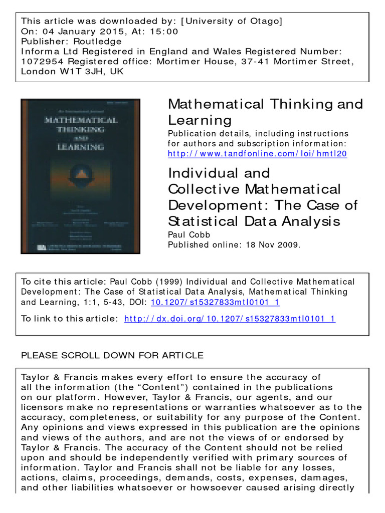 Cobb 1999 | PDF | Teaching Mathematics | Analysis