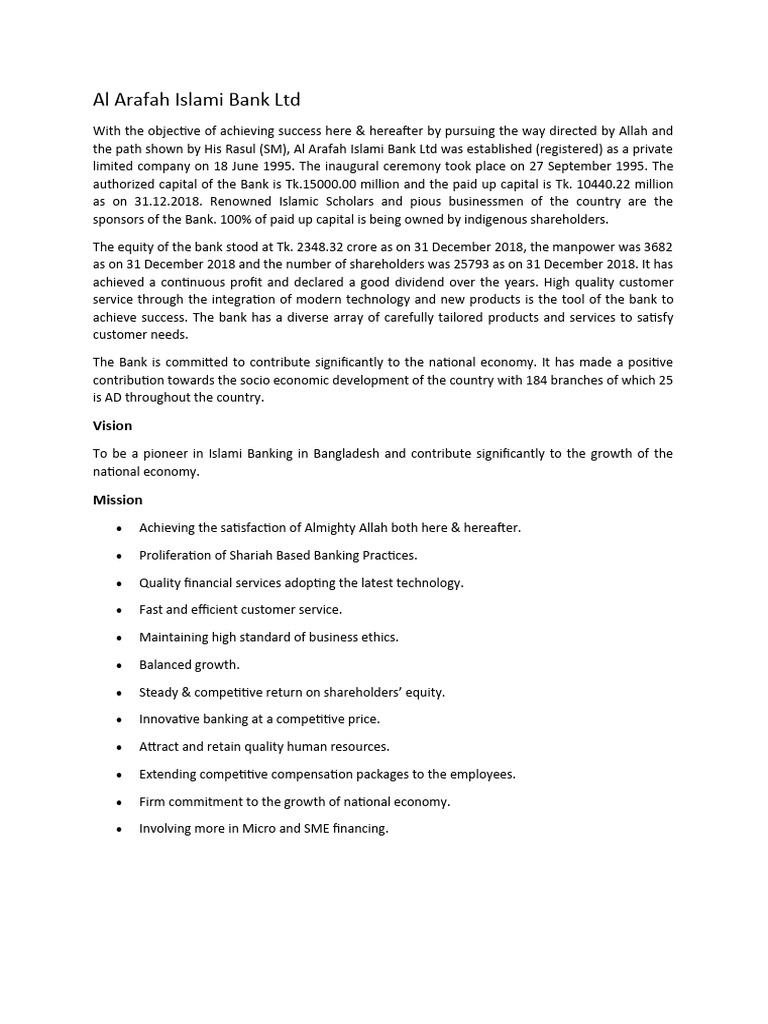 Mission Visionmm | PDF | Islamic Banking And Finance | Banks