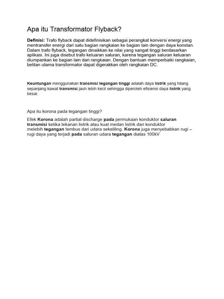 Apa Itu Transformator Flyback Pdf