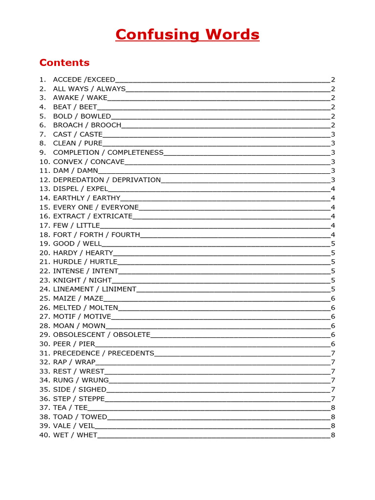 Confusing Words Part 11new | PDF | Language Arts & Discipline | Foreign ...