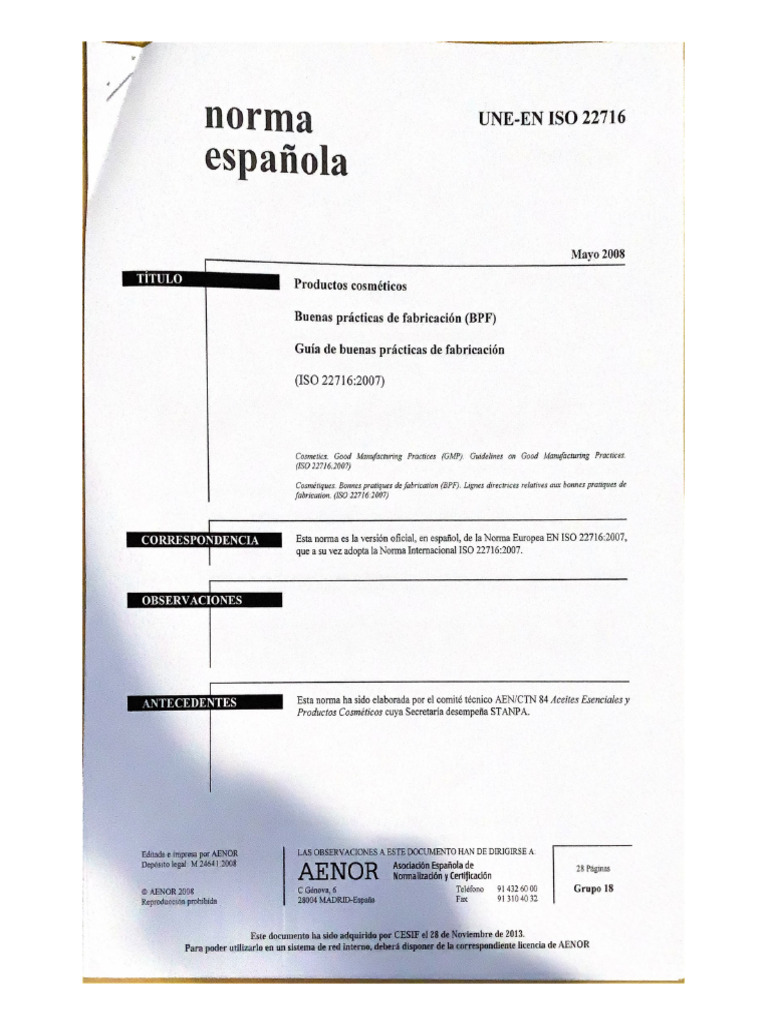 Norma Iso 22716 | PDF