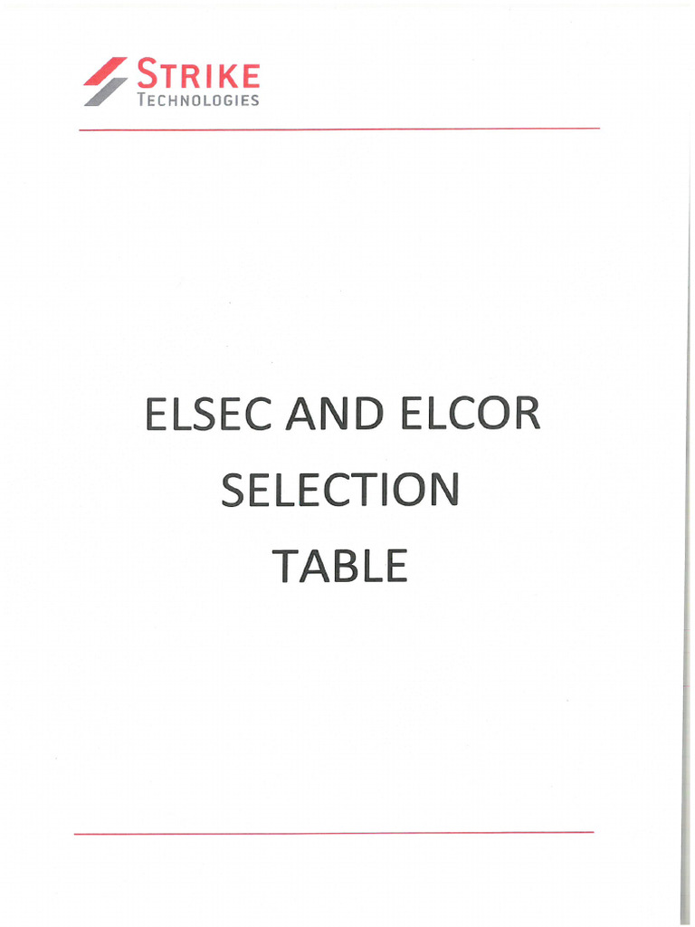 Elsec & Elcores Selection Table | PDF