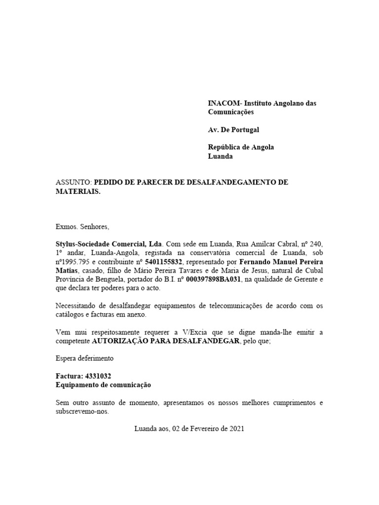 Carta Inacom | PDF