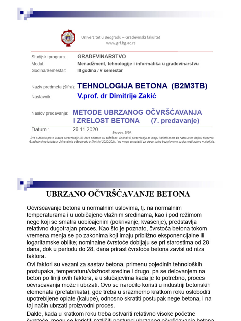 7 Predavanje Ubrzano o VR Avanje I Zrelost Betona 1604406175933 | PDF
