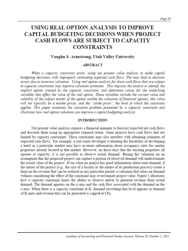 11 Using Real Option Analysis To Improve Capital Budgeting Decisions ...