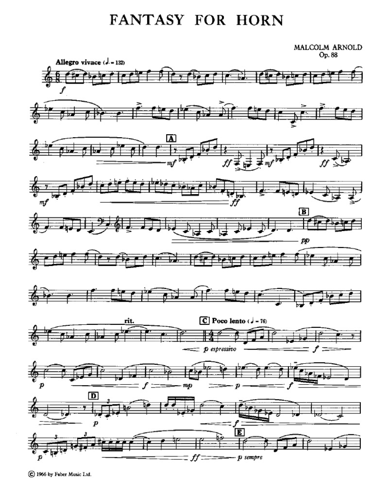 Arnold Malcolm Fantasy For Horn 01 Horn Solo Part Compress | PDF