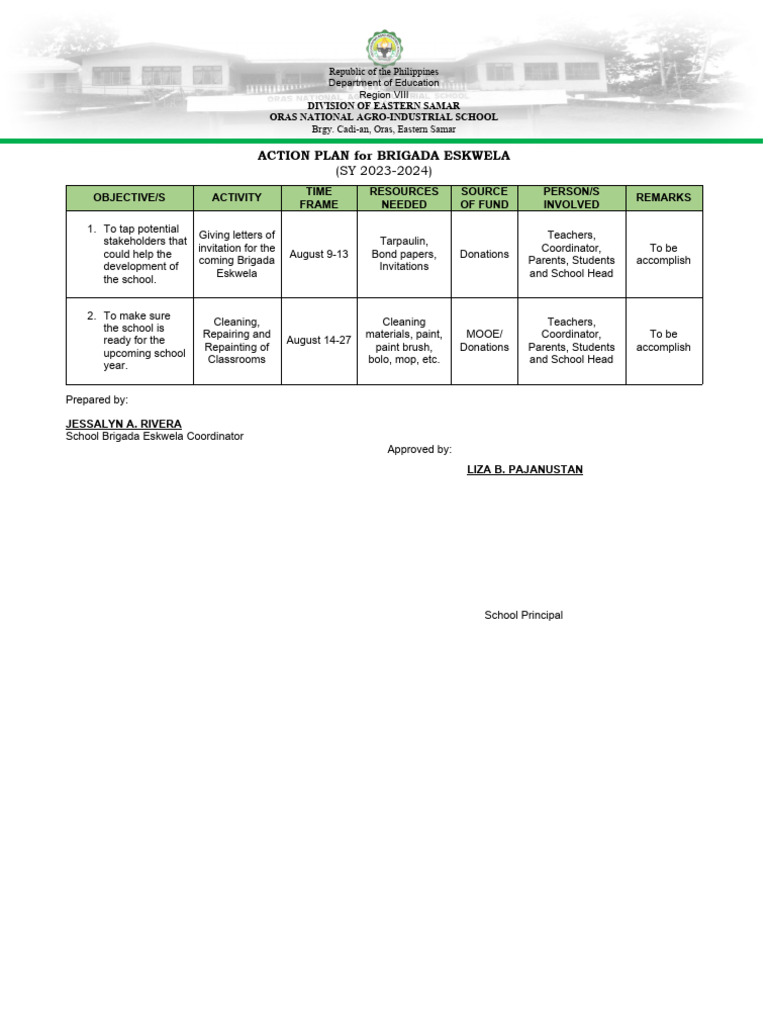 Action Plan - Brigada 2023 | PDF