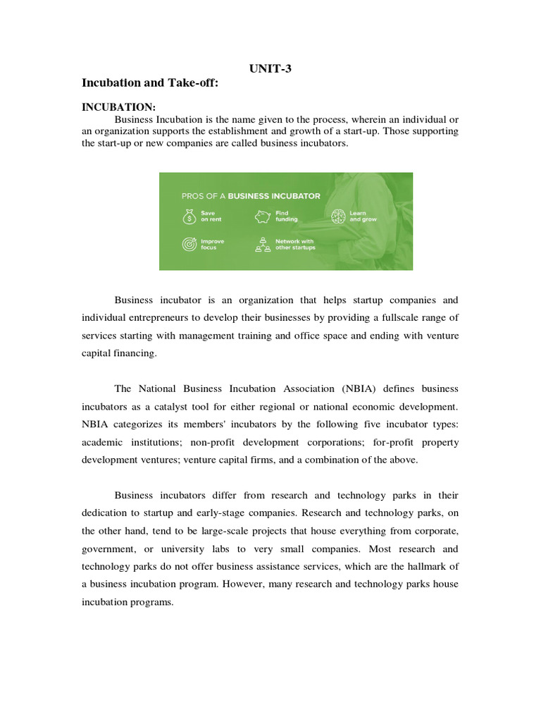 I & e Unit Iii | PDF | Business Incubator | Entrepreneurship