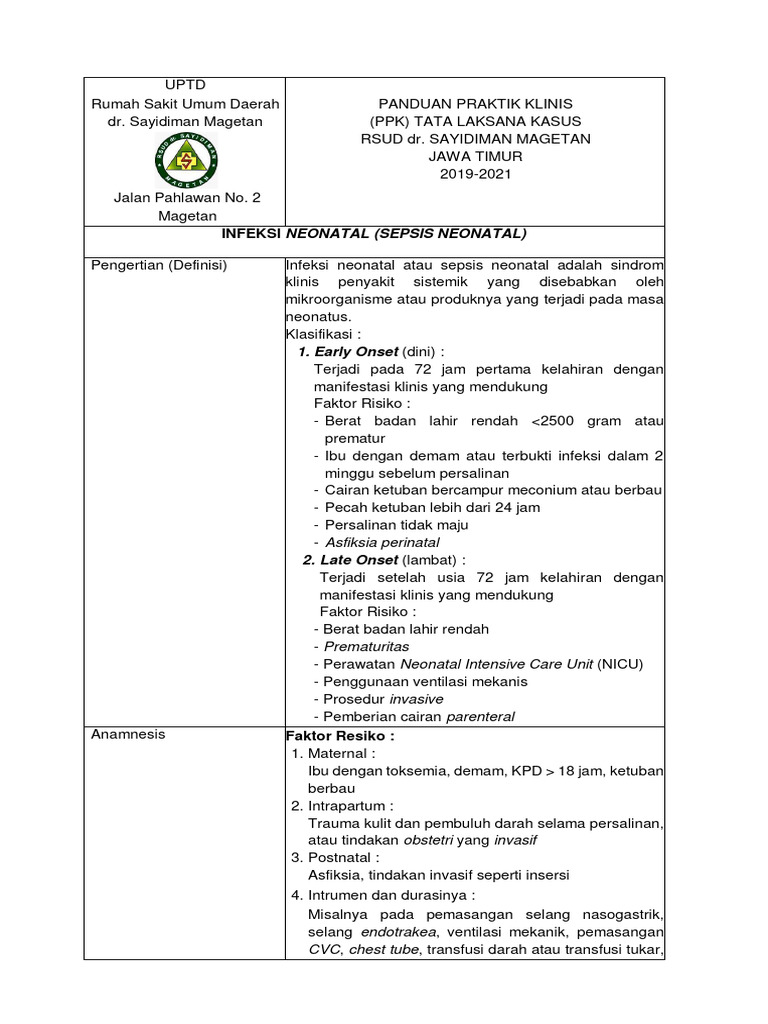 Panduan Sepsis pada Bayi Baru Lahir | PDF