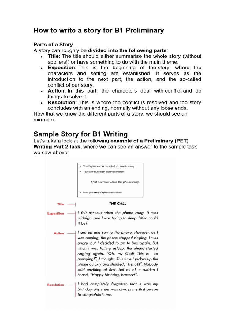 PET Story Writing Guide | PDF | Grammatical Tense | Human Communication
