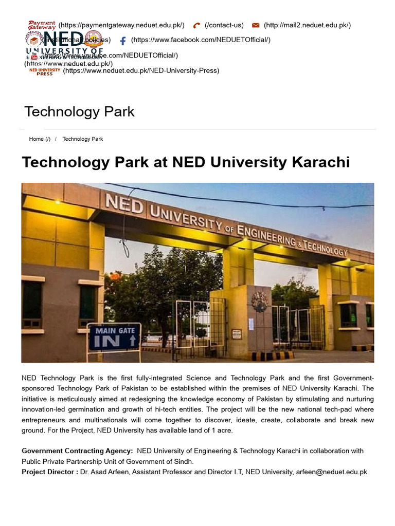 NED University Technology Park Overview | PDF | Entrepreneurship ...