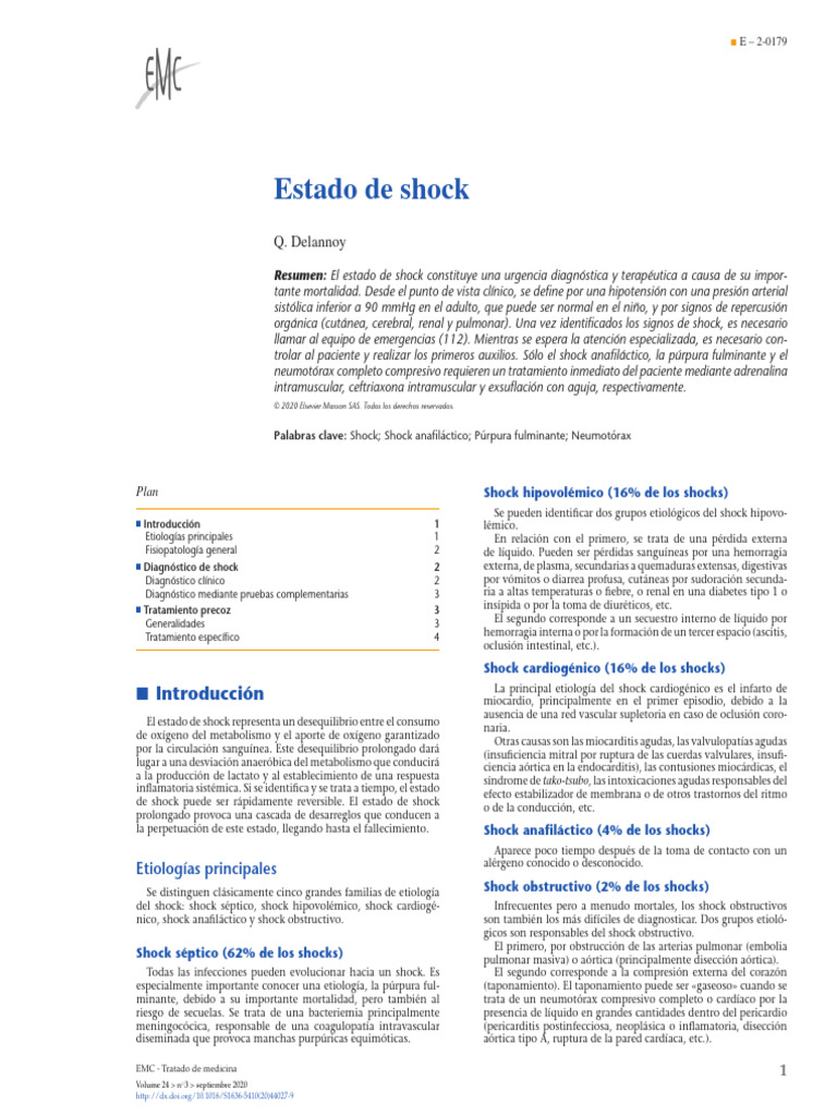 Estado de Shock | PDF | Corazón | Presión sanguínea