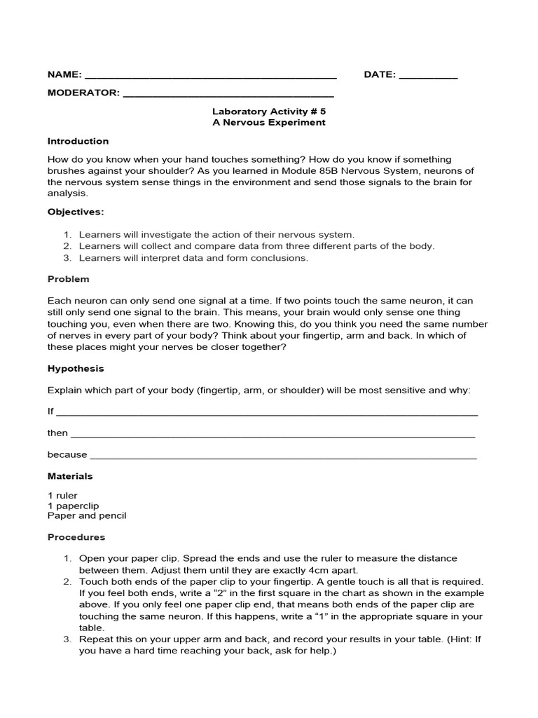 YS 11 Laboratory Activity # 5 | PDF | Learning | Nervous System