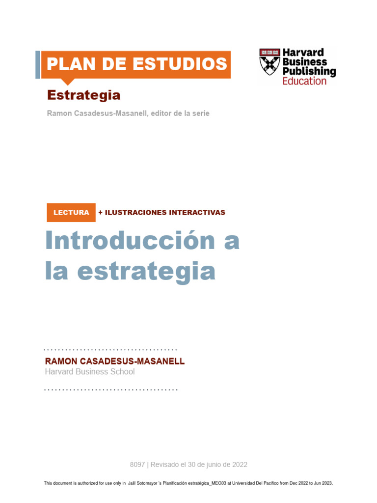 Introducción A La Estrategia - Harvard Business Review | PDF