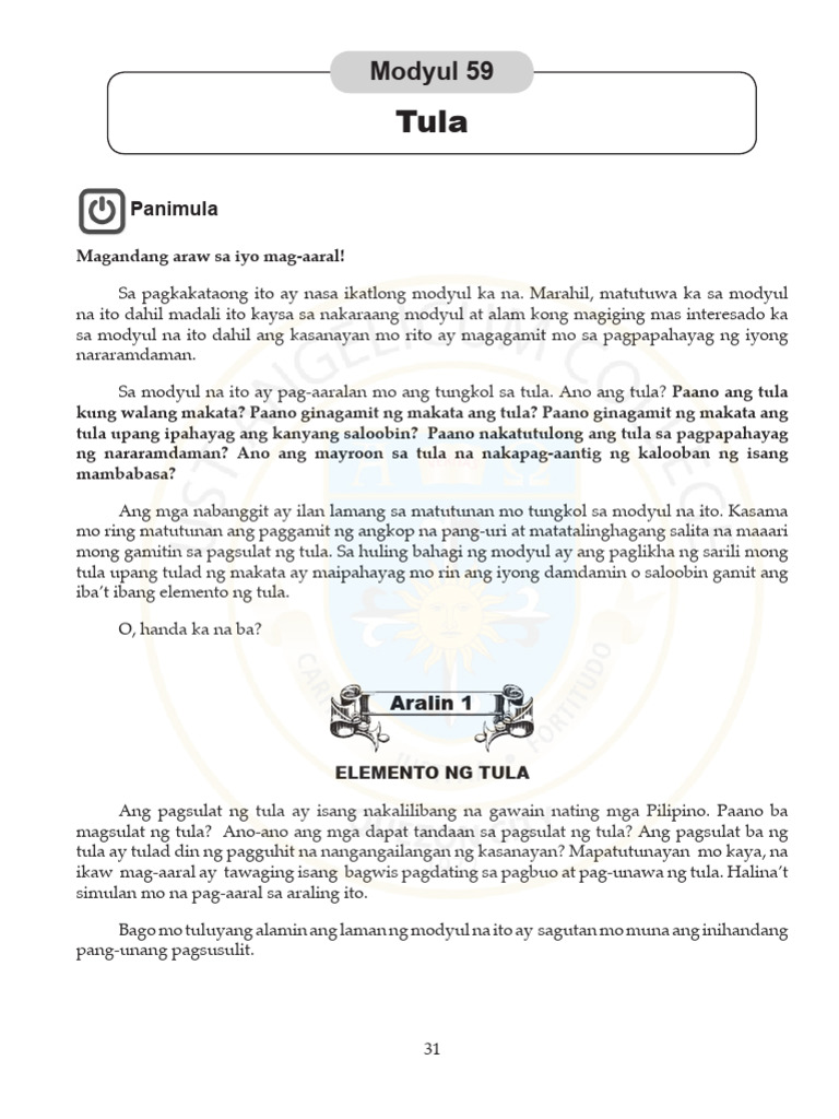 Fil. 10 Module 59 Tula | PDF