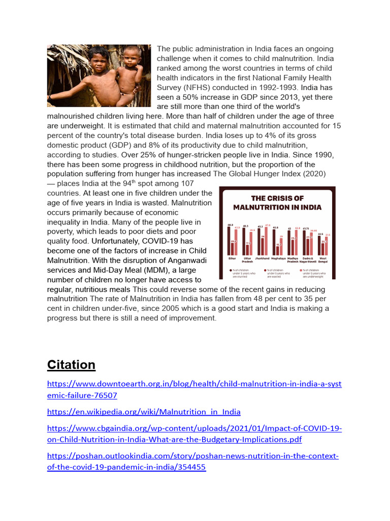 Malnutrition in India | PDF | Malnutrition | Standard Of Living