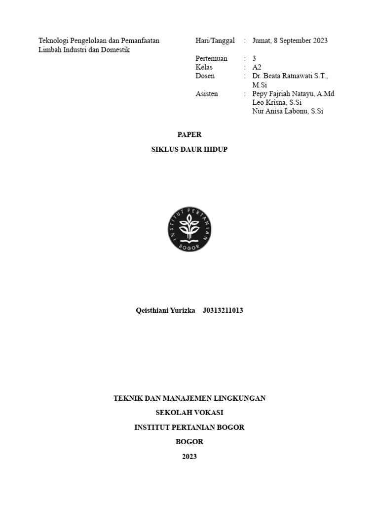 Prak 3 - Paper Siklus Daur Hidup | PDF