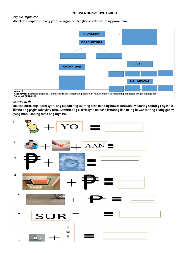 INTERVENTION ACTIVITY SHEET-estruktura Pamilihan | PDF
