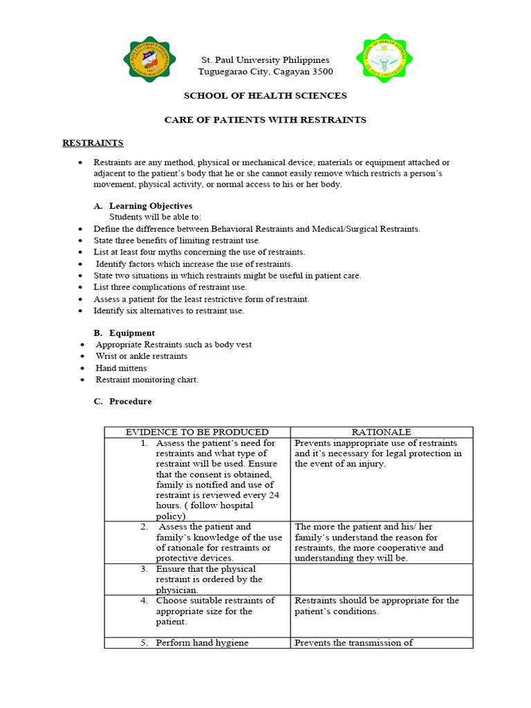 Patient Restraint Care Guidelines | PDF | Patient | Medicine