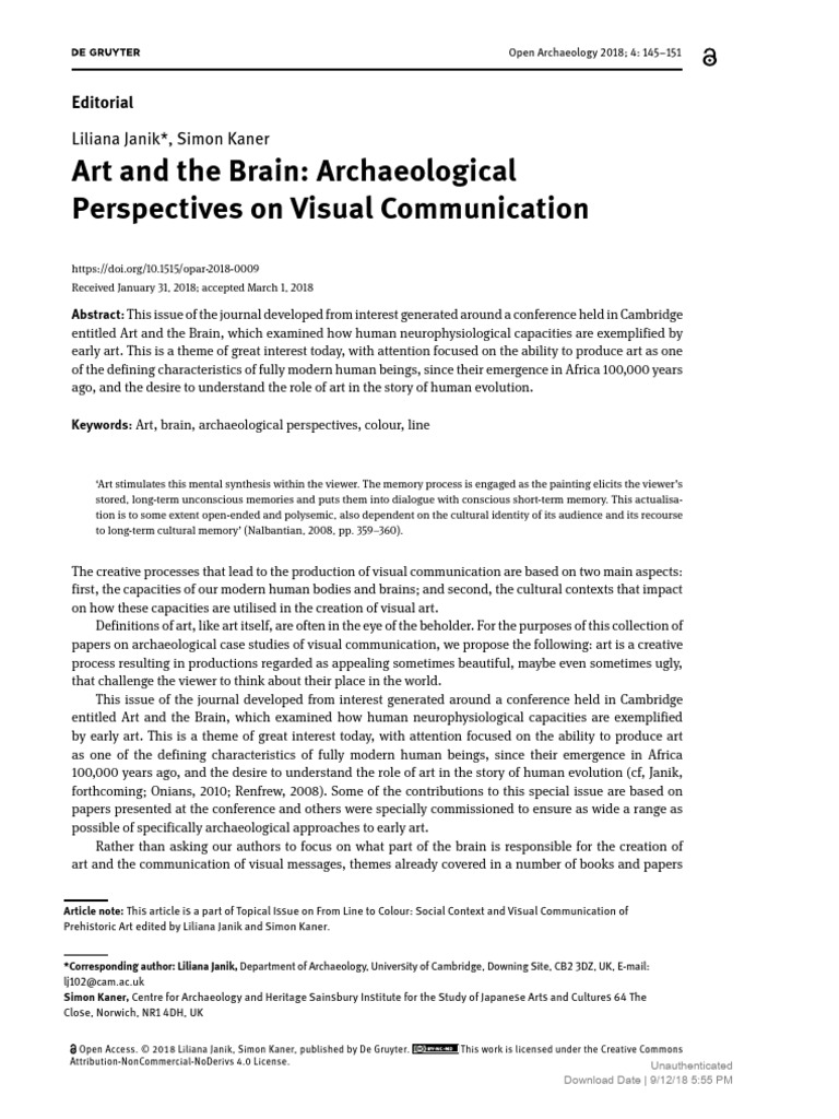 Liliana Janik, Simon Kaner - Art and The Brain Archaeological Perspectives On Visual ...
