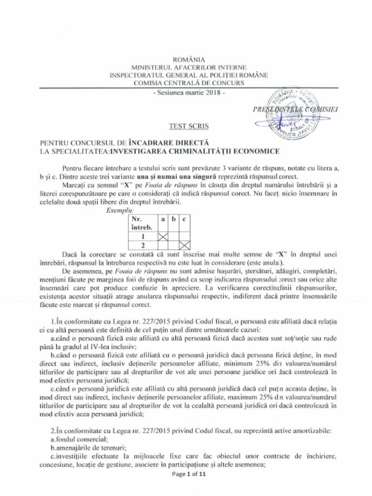 Test DICE-Incadrare Directa Ofiter | PDF