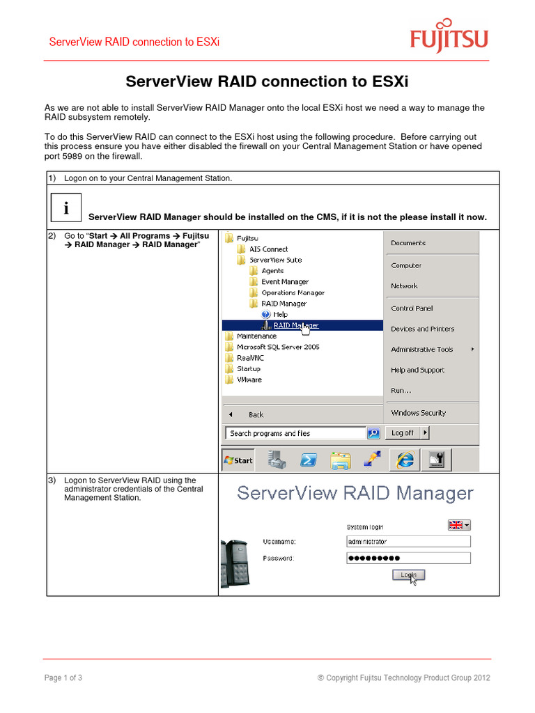 ServerView RAID Connection To ESXi | PDF | Computers