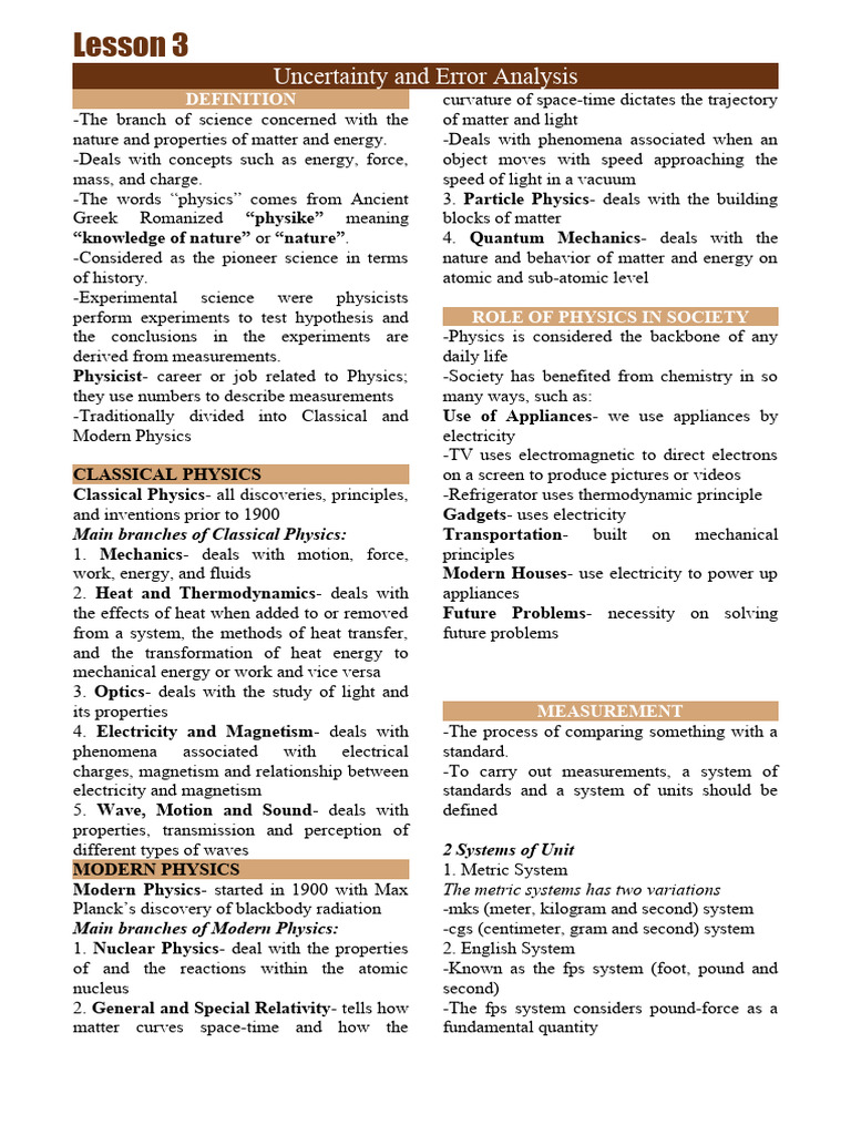 General Physics 1 Notes | PDF | Physics | Observational Error