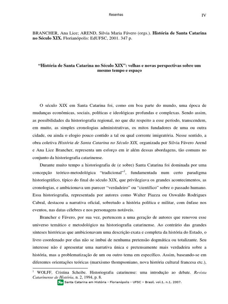 História de Santa Catarina | PDF | Historiografia | Science