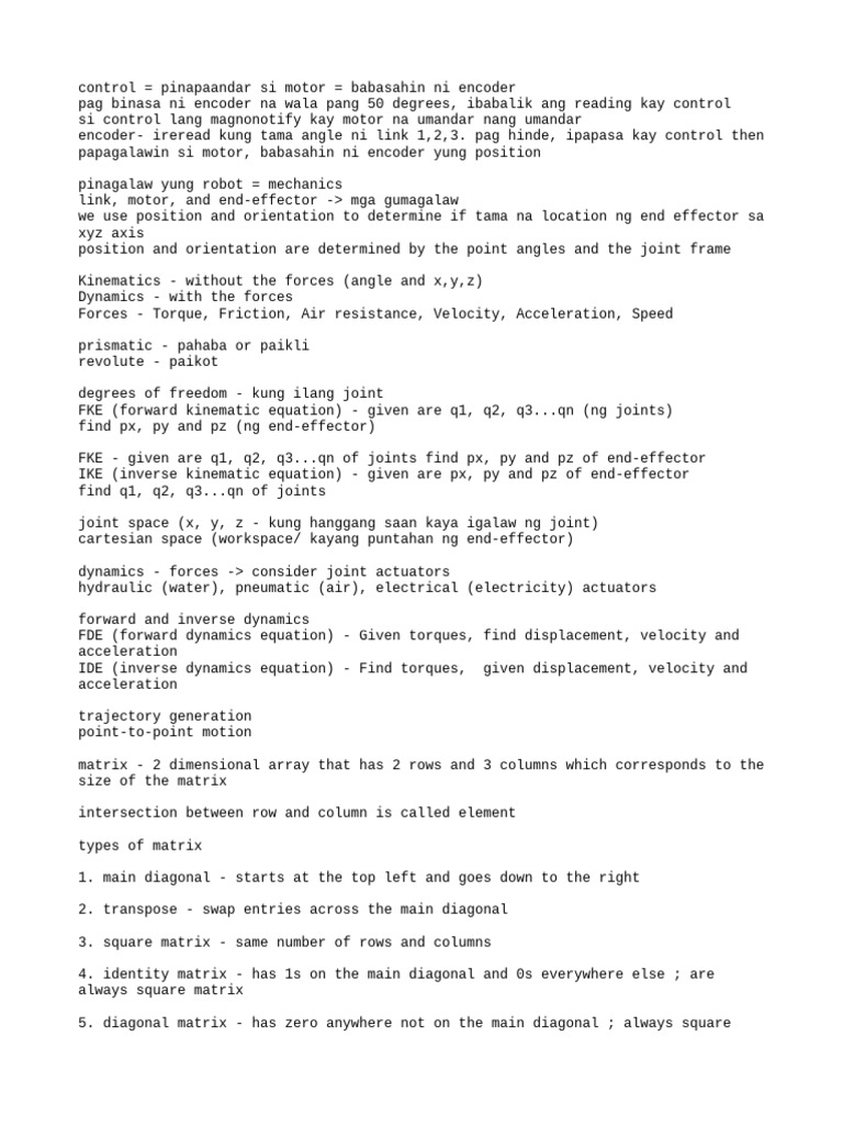 Robotics | PDF | Matrix (Mathematics) | Mathematical Concepts