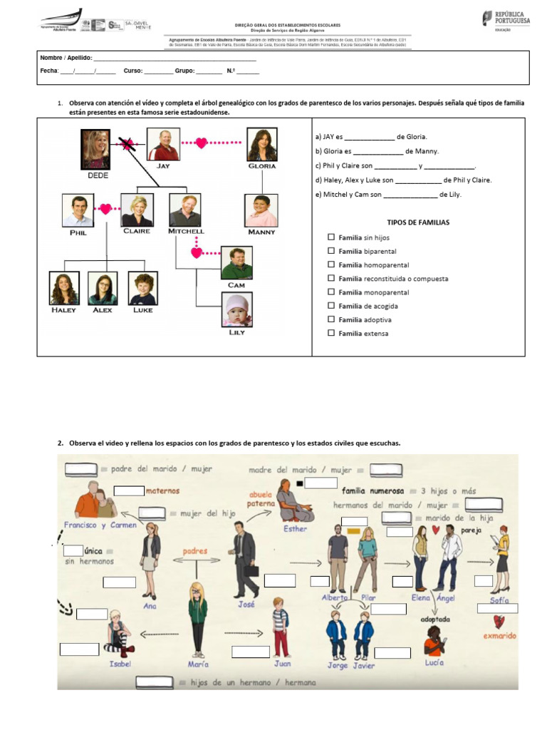 Ficha de Trabajo - La Familia - Versão Familia Moderna | PDF