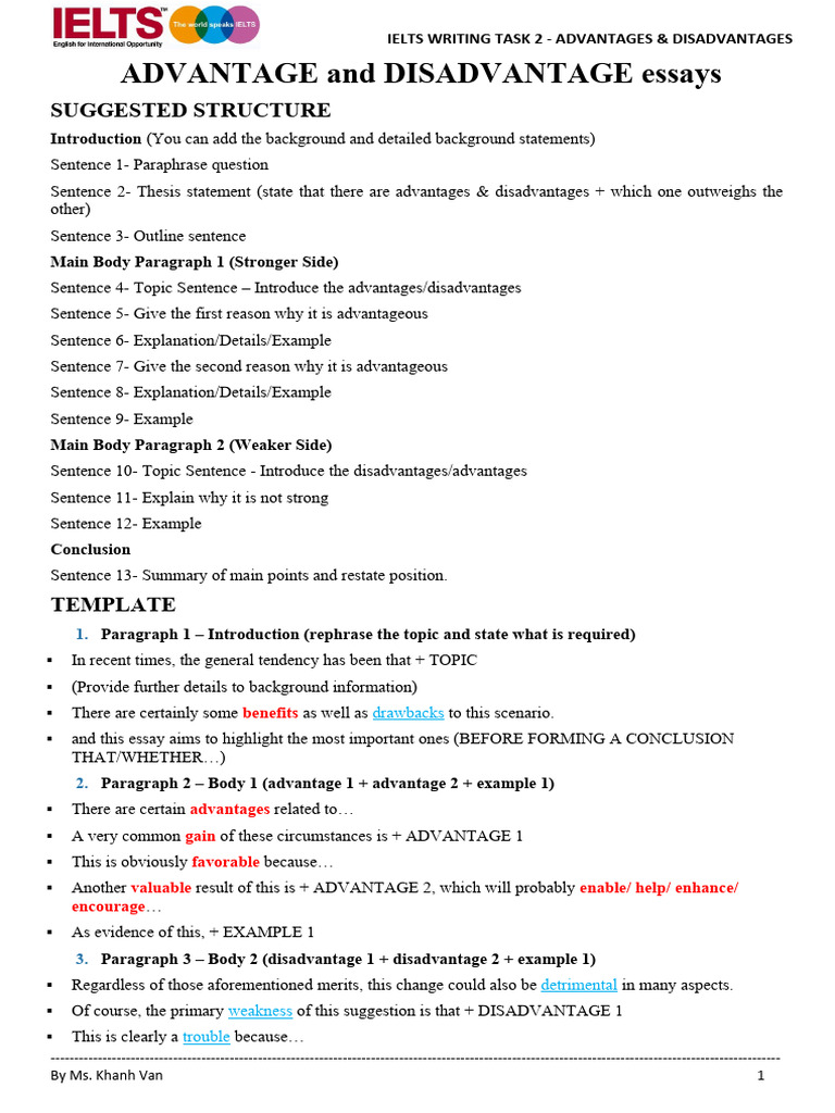 IELTS Writing Task 2 Guide: Pros & Cons | PDF
