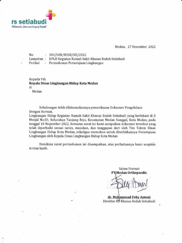 Permohonan Persetujuan Lingkungan | PDF
