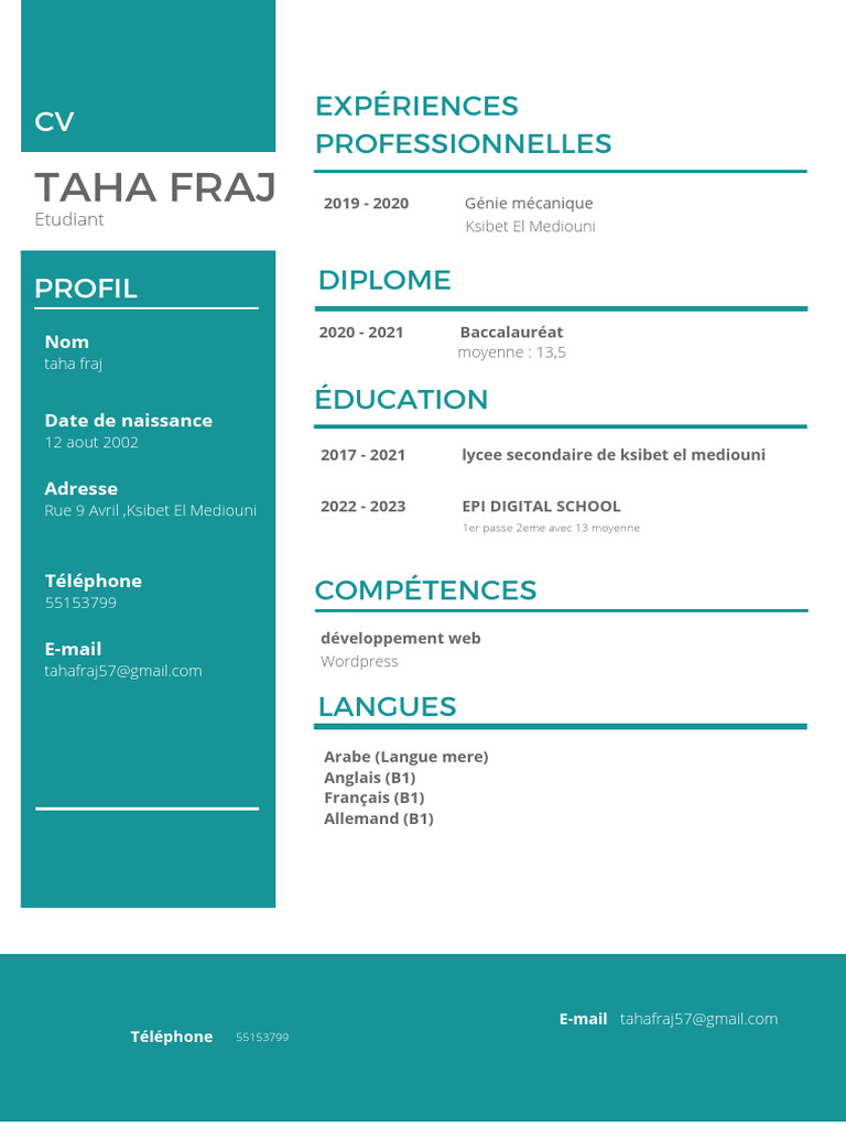 CV de Taha Fraj - Graphiste en Herbe | PDF