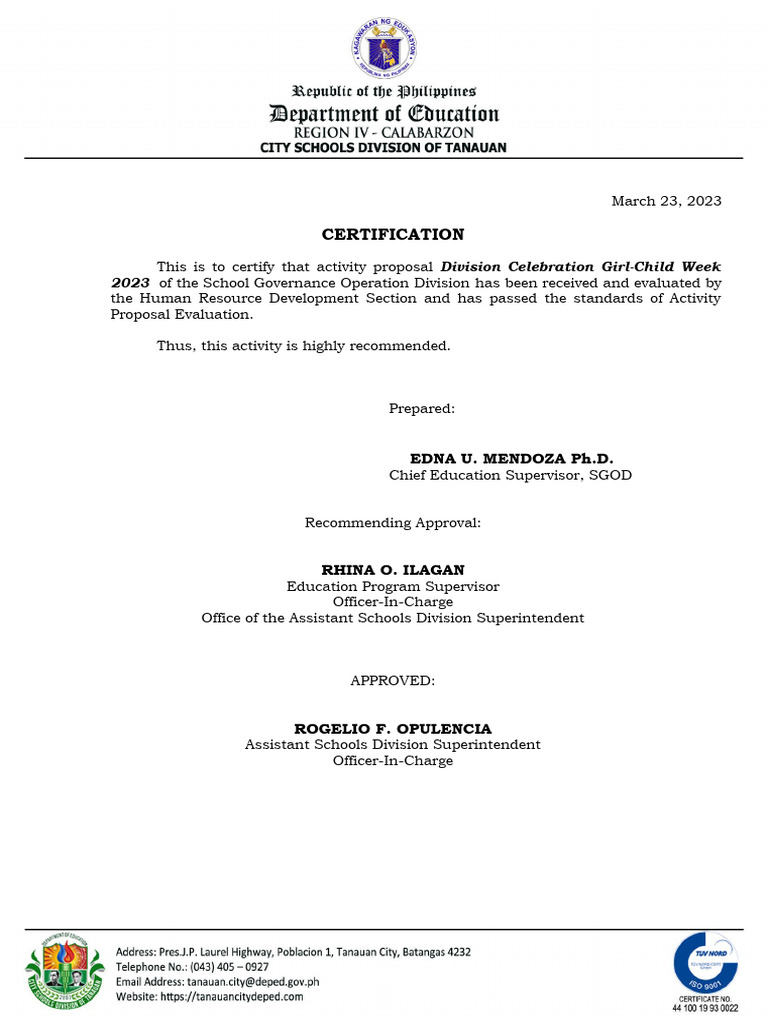 Girl-Child Week 2023 Activity Proposal | PDF | Teenage Pregnancy ...