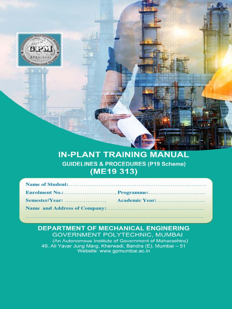 P19 Inplant Training Manual Final Even 22 23 | PDF | Engineering | System
