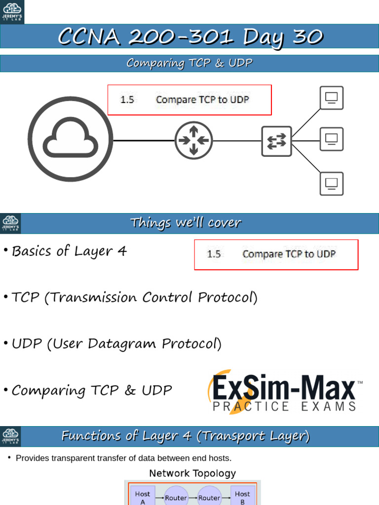 Day+30+Slides+-+TCP+ +UDP | PDF | Transmission Control Protocol | Port (Computer Networking)