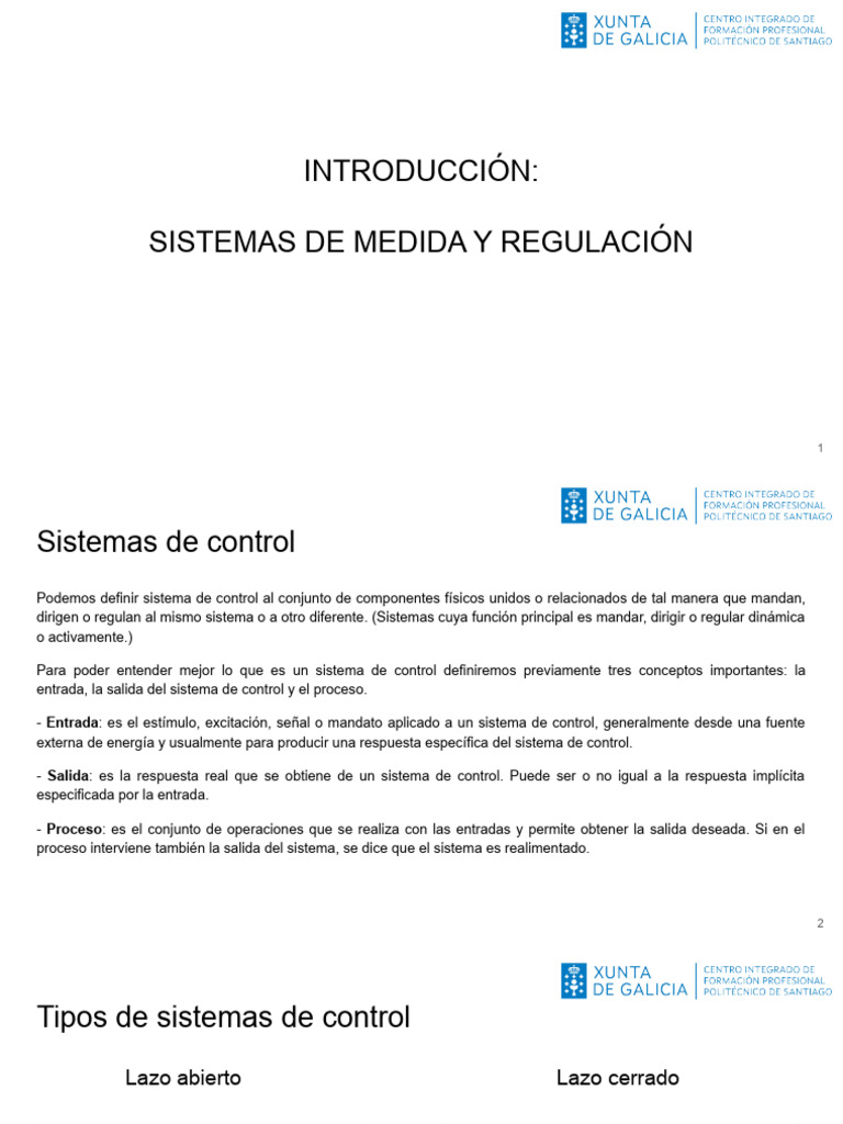 Regulación Automática (Parte 1) | PDF | Sistema de control | Sensor