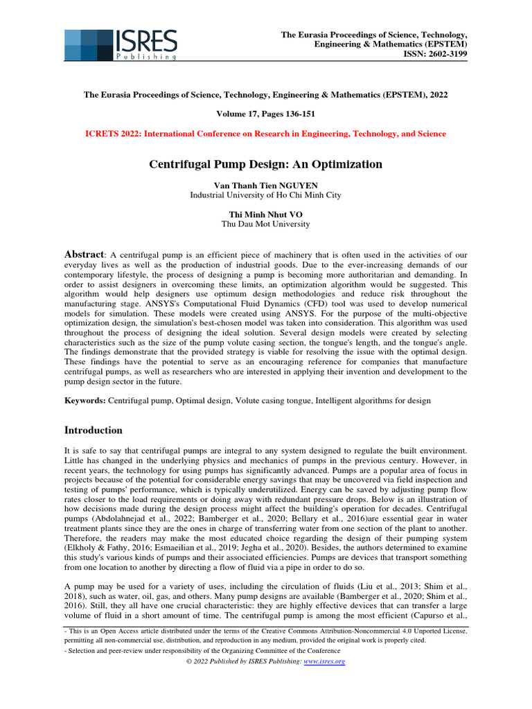 Centrifugal Pump Design An Optimization | PDF | Pump | Mathematical ... Centrifugal Pump Design An Optimization | PDF | Pump | Mathematical ...