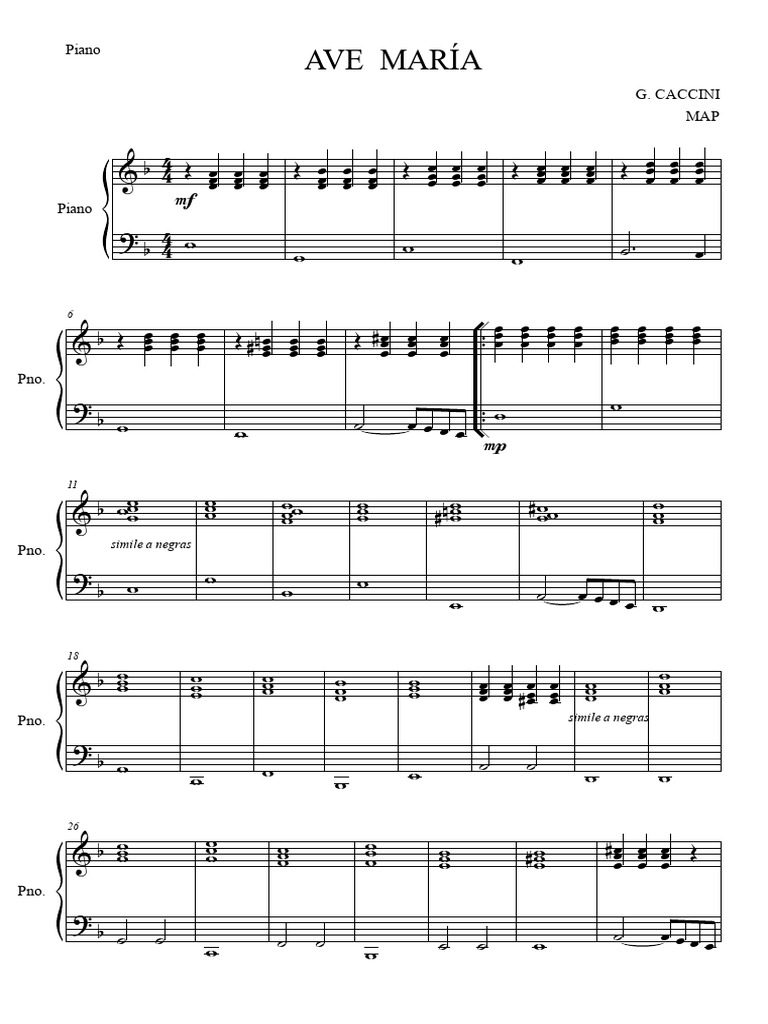 Ave Maria Caccini - Piano | PDF