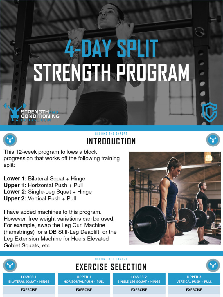 4-Day Split | PDF | Weight Training | Determinants Of Health
