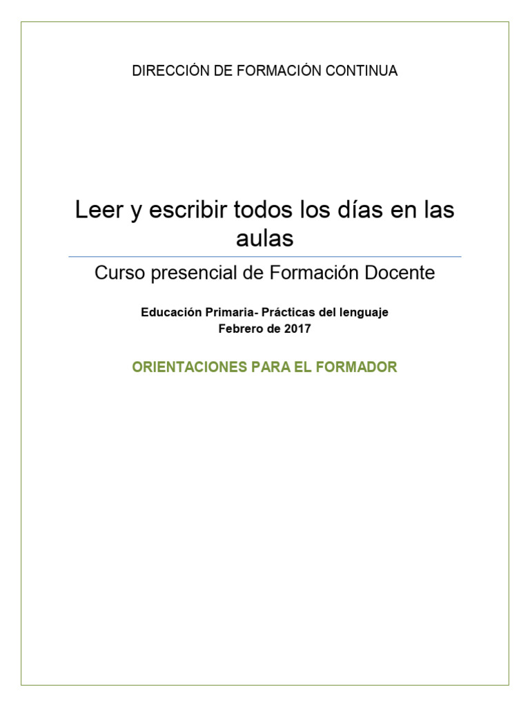 G - Leer y Escribir Todos Los Días en Las Aulas | PDF | Enseñando ...