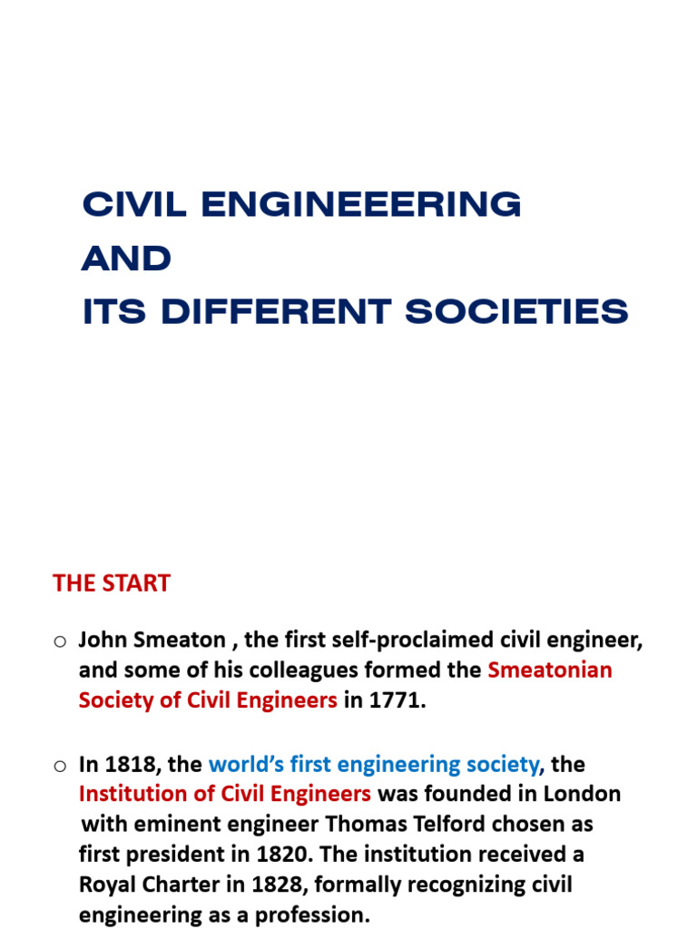 Civil Engineering and Its Different Societies | PDF | Civil Engineering ...