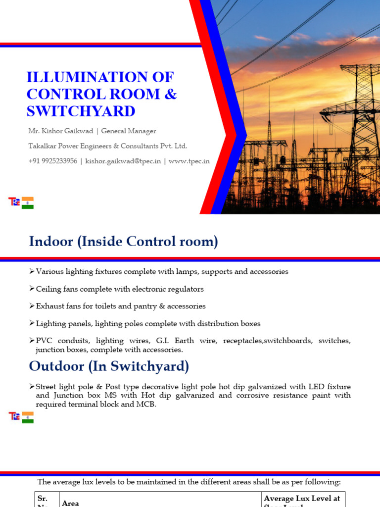 Illumination of Control Room & Switchyard | PDF | Lighting | Ac Power ...