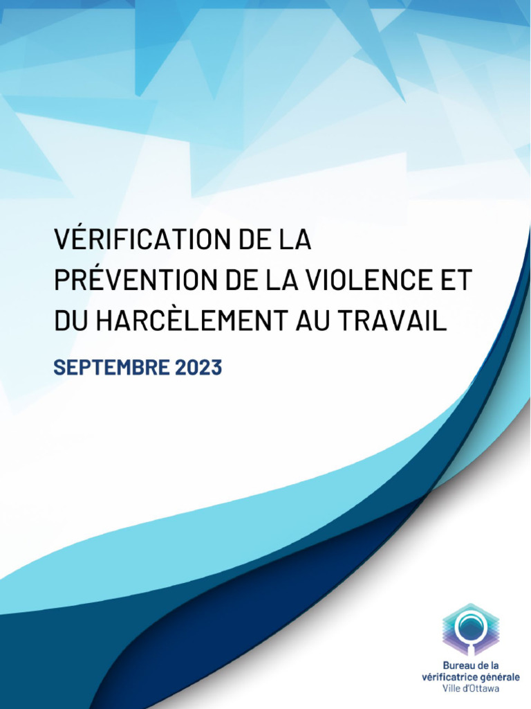 Rapport de Vérification de La Prévention de La Violence Et Du Harcèlement Au Travail | PDF ...