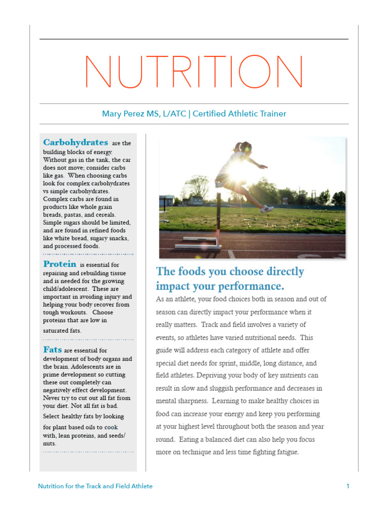 Track and Field Nutrition Guide | PDF | Nutrition | Diet & Nutrition