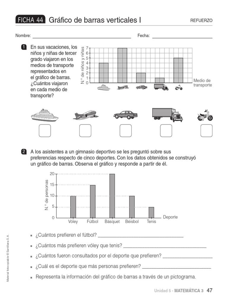 Actividades de Gráficas de Barras 3er Grado | PDF | Deportes