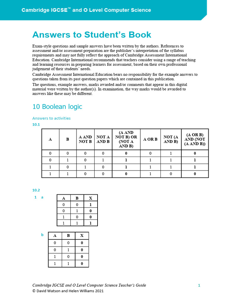 Answers To Chapter 10 Activities and Questions | PDF | Logic ...
