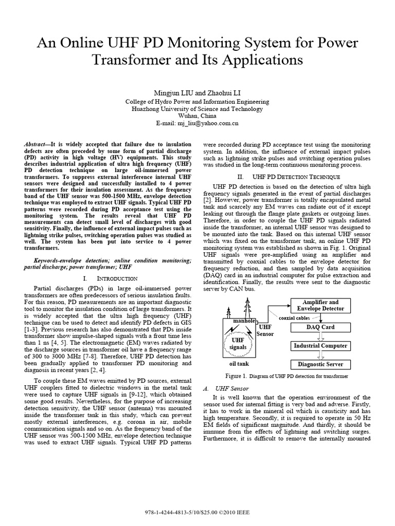 An Online UHF PD Monitoring System For Power Transformer and Its ...