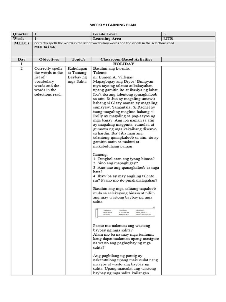 WLP MTB Ap Q1 Week1 | PDF